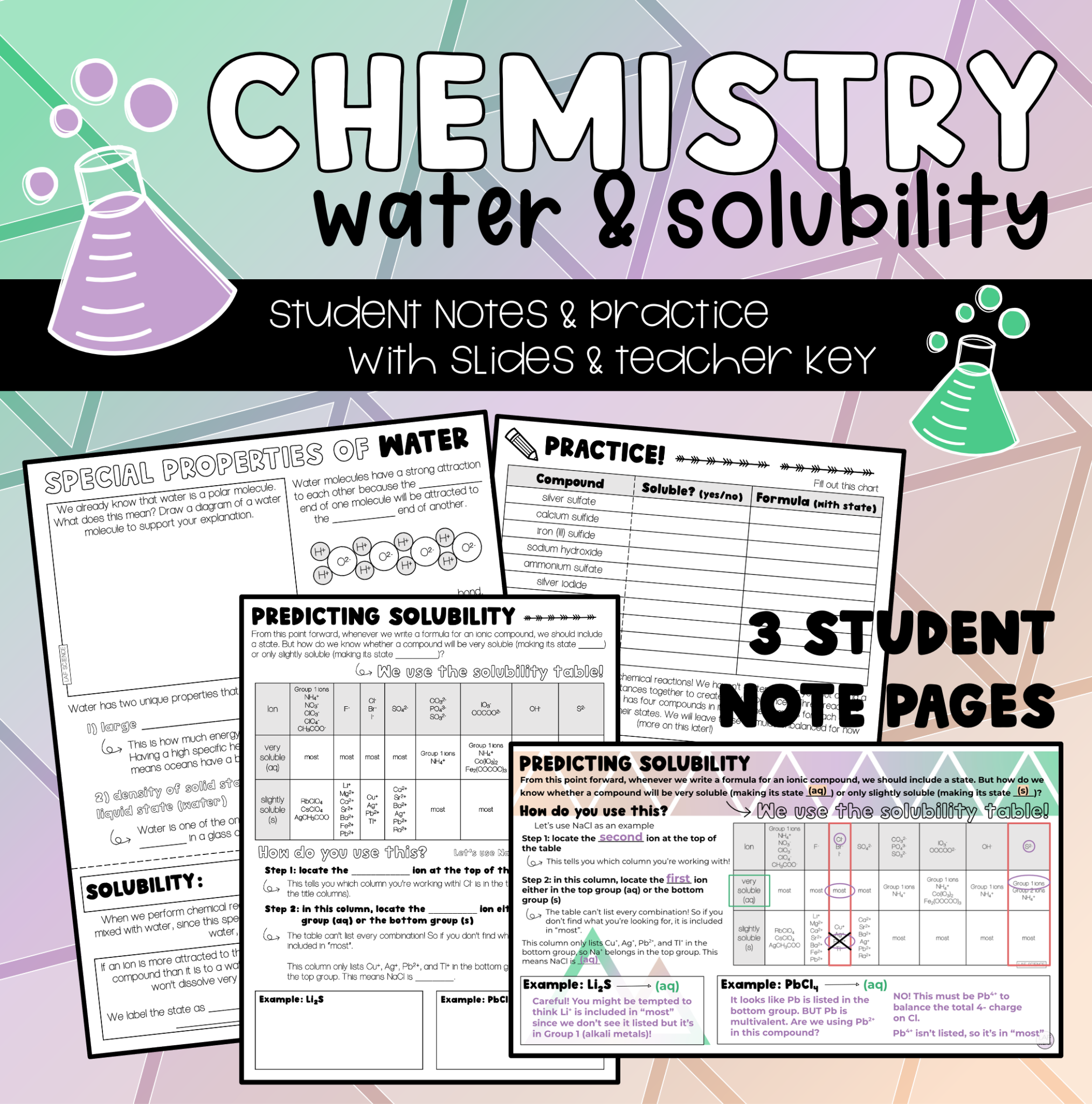 Properties of Water & Solubility (Notes and Practice) | Made By Teachers