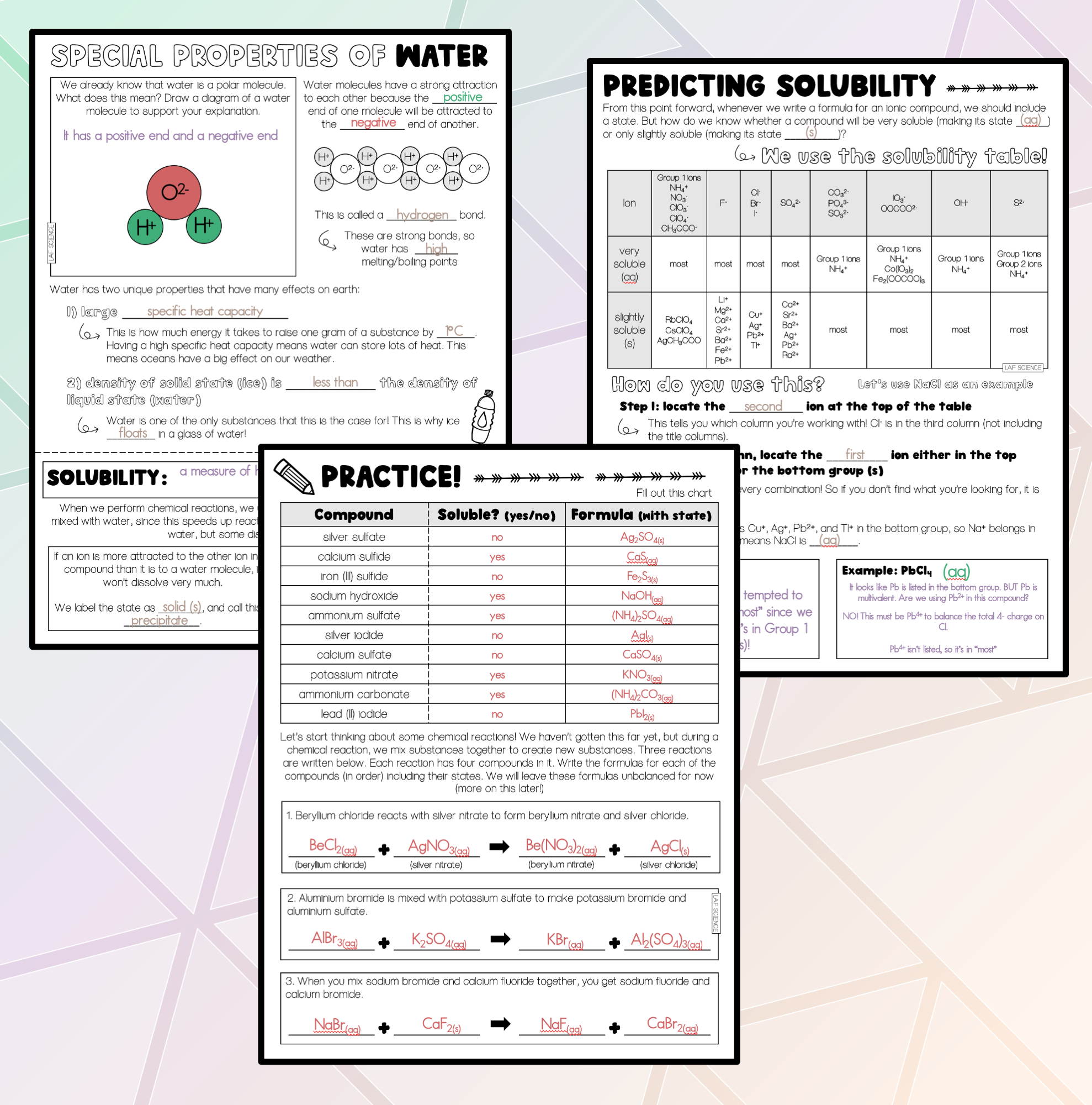 Properties of Water & Solubility (Notes and Practice) | Made By Teachers