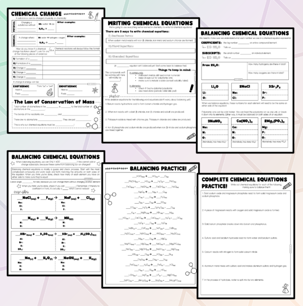 Writing & Balancing Chemical Equations (Notes and Practice) | Made By ...