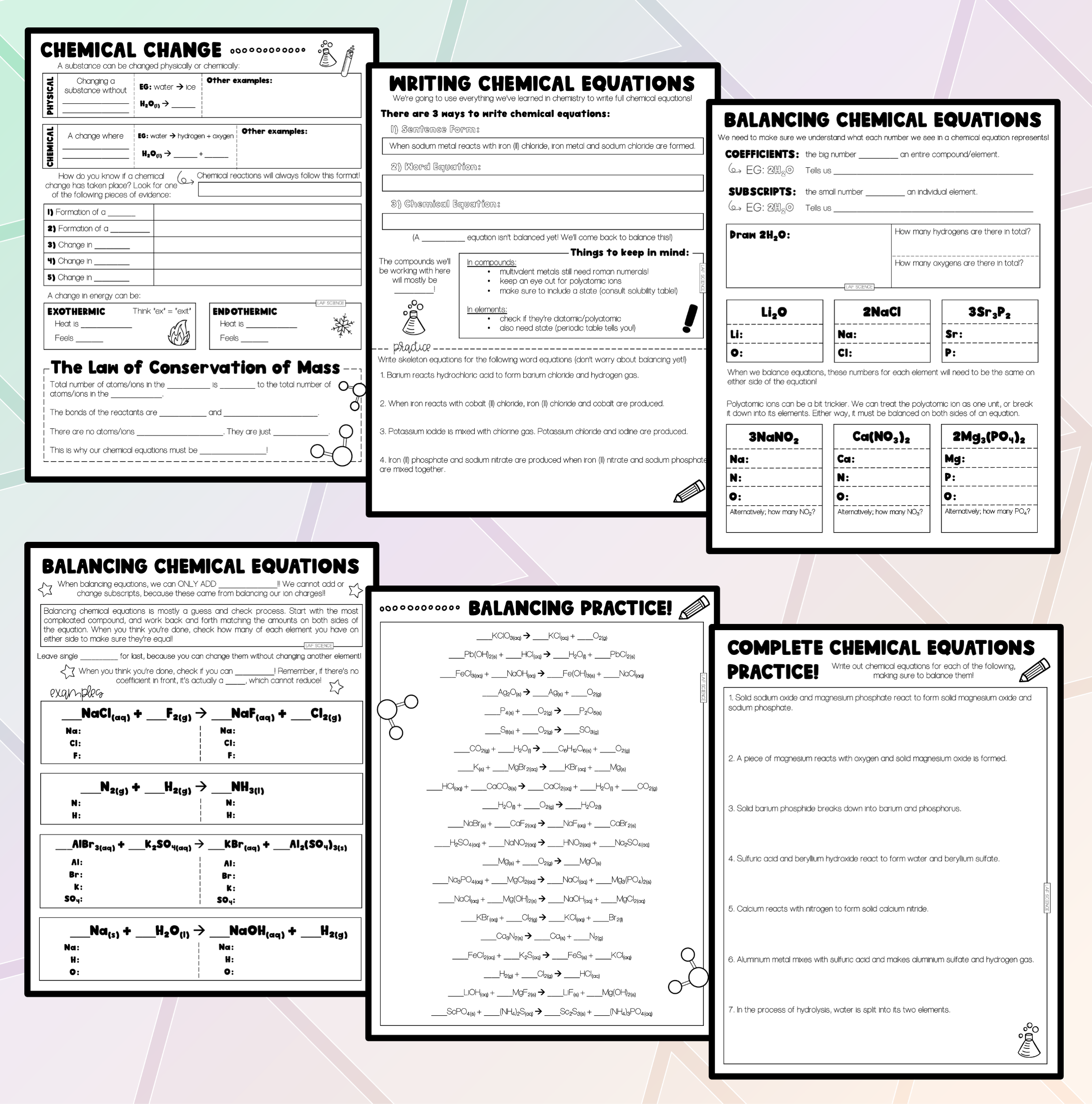 Writing & Balancing Chemical Equations (Notes and Practice) | Made By ...