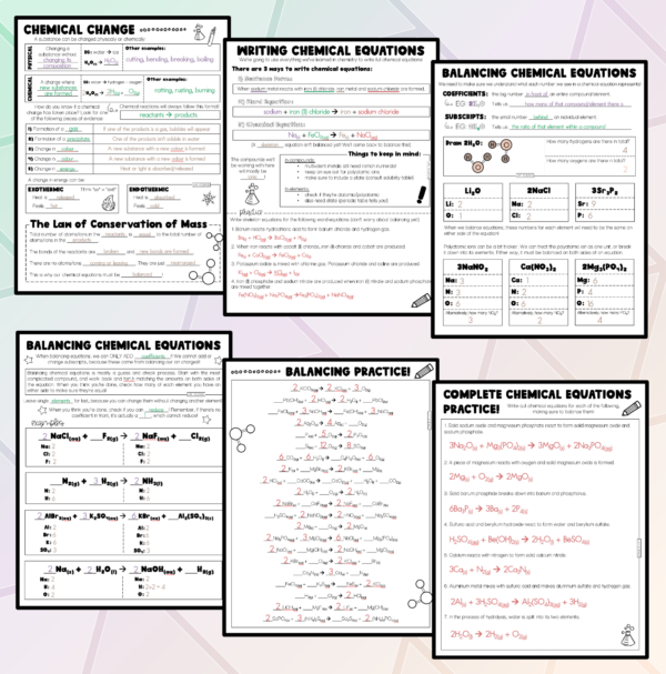 Writing & Balancing Chemical Equations (Notes and Practice) | Made By ...