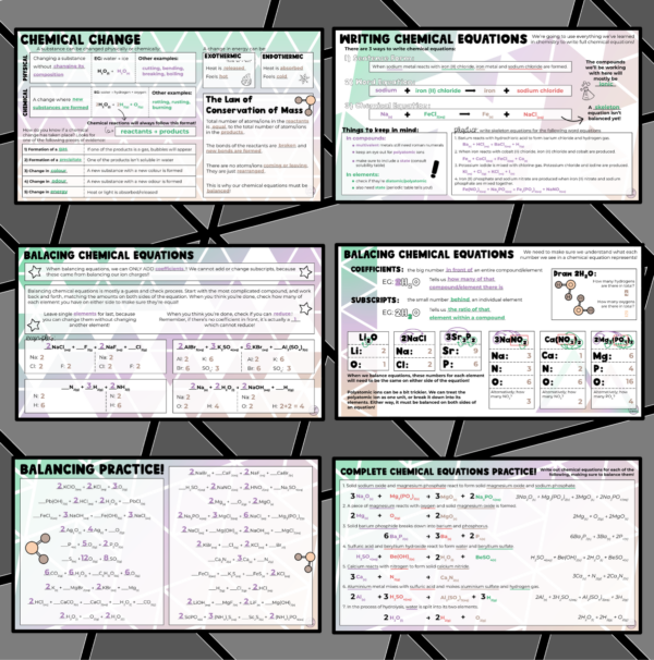 Writing & Balancing Chemical Equations (Notes and Practice) | Made By ...