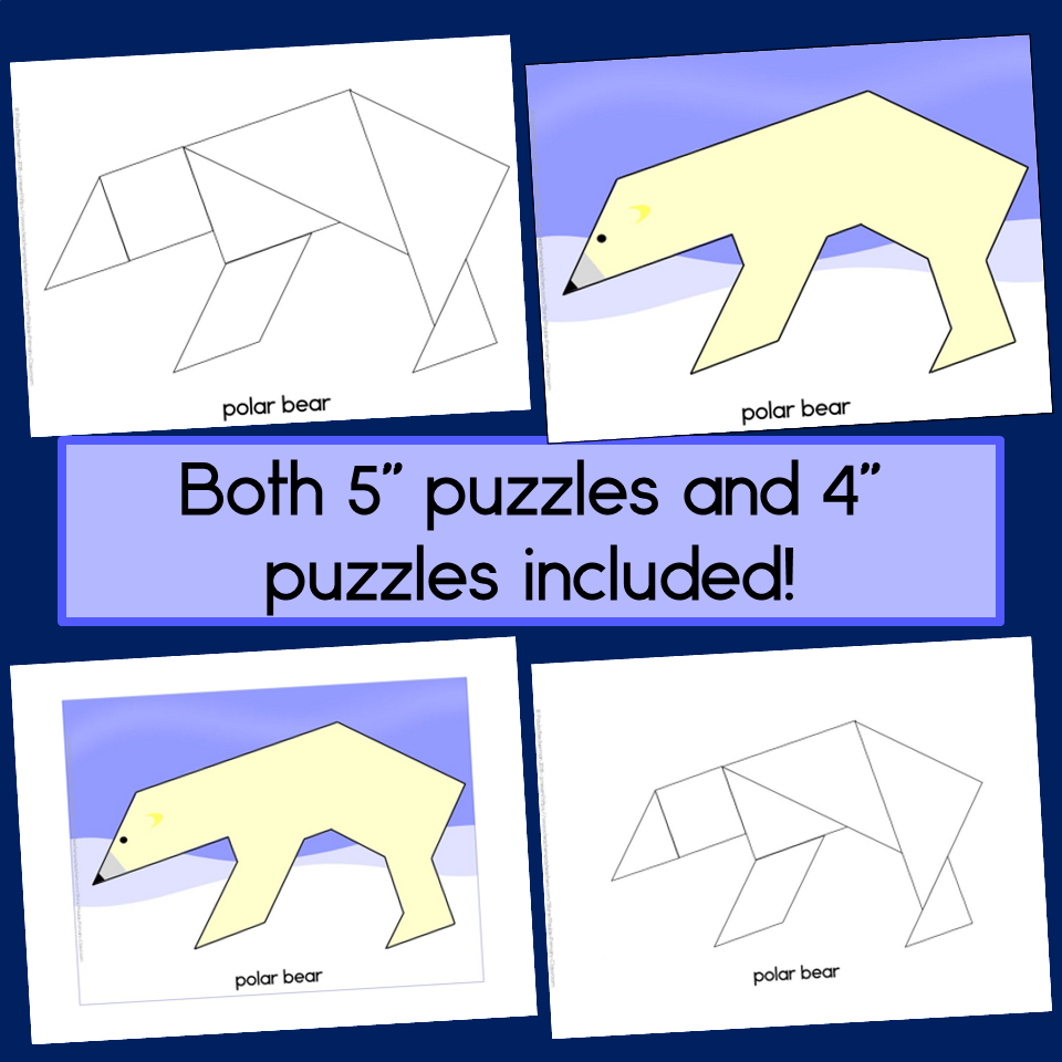 Polar Animal Tangram Puzzles | 2D Shapes Math Center | Made By Teachers