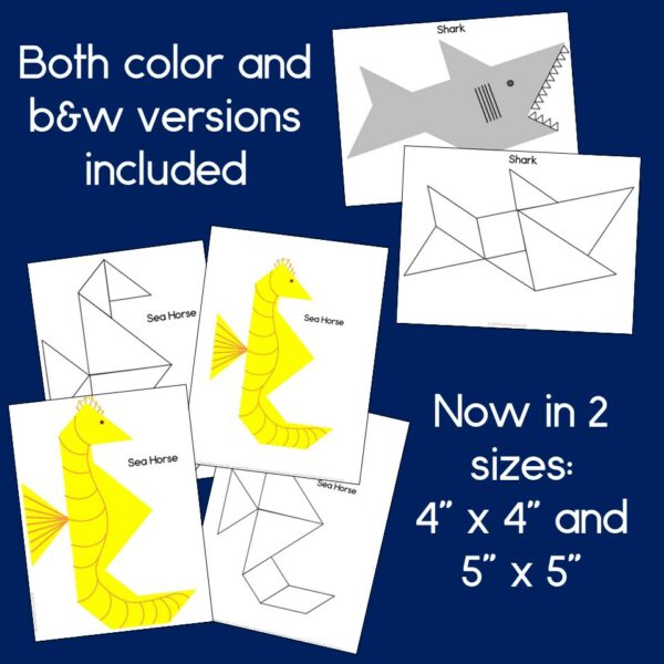 Ocean Tangram Puzzles Printable | 2D Shapes Math Center | Tangrams ...