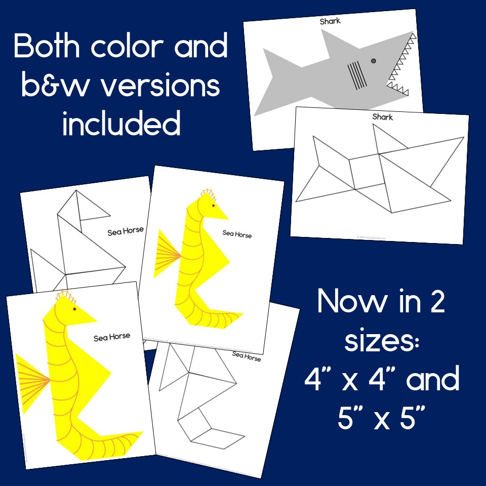 Ocean Tangram Puzzles Printable | 2D Shapes Math Center | Tangrams ...