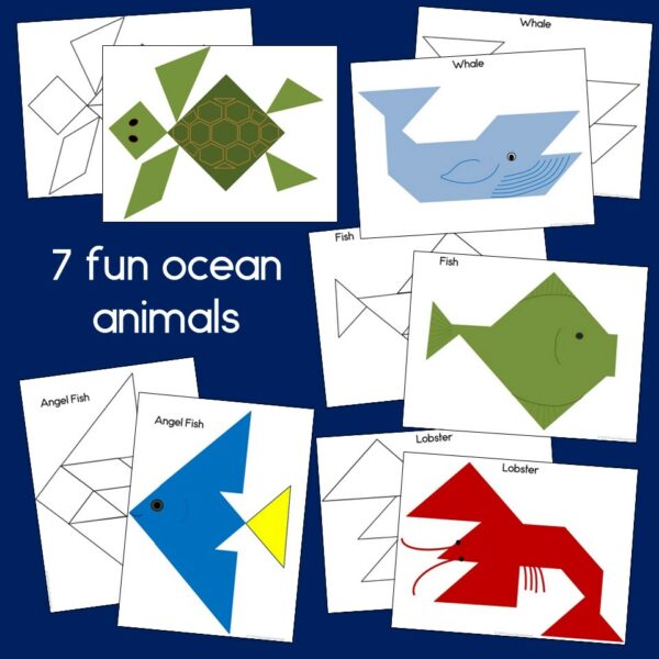 Ocean Tangram Puzzles Printable | 2D Shapes Math Center | Tangrams ...