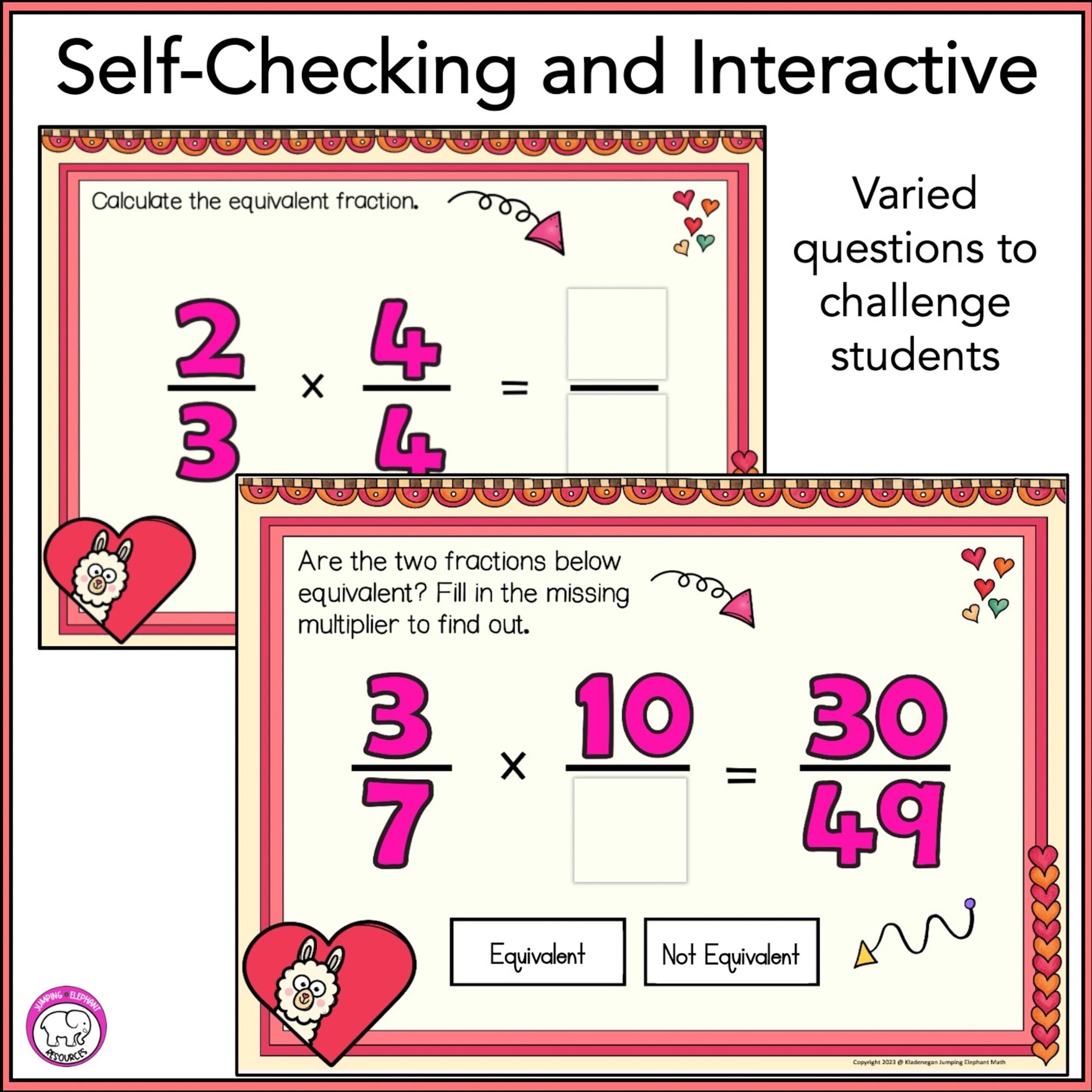 Valentines Day Equivalent Fractions Boom Cards | Made By Teachers