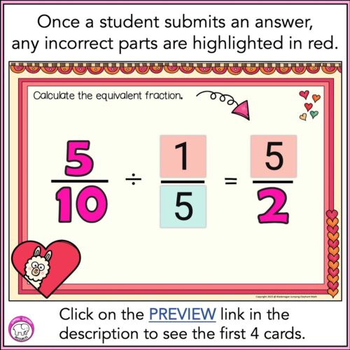 Valentines Day Equivalent Fractions Boom Cards | Made By Teachers