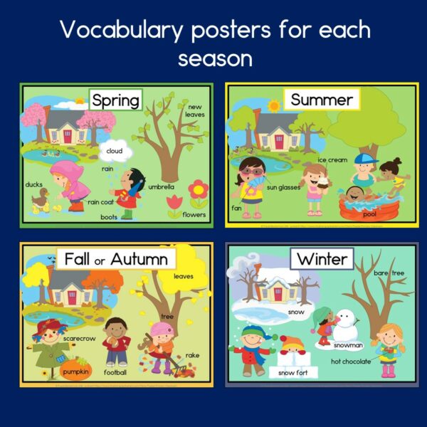 Four Seasons Picture Sorting Posters and Worksheet Spring Summer Winter ...