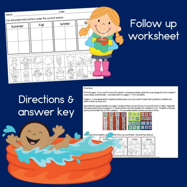 Four Seasons Picture Sorting Posters and Worksheet Spring Summer Winter ...