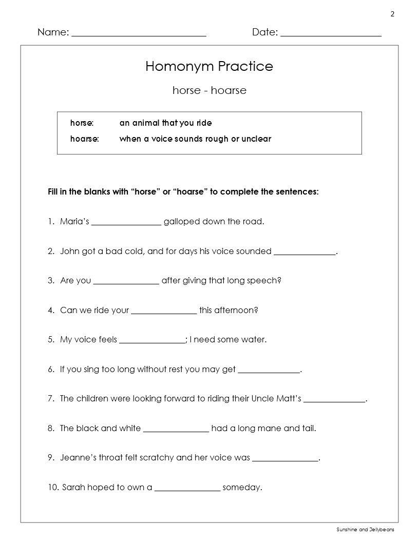 50 Homonyms on 50 Worksheets! -Sound-Alike Words - Grades 3-4 - Which ...