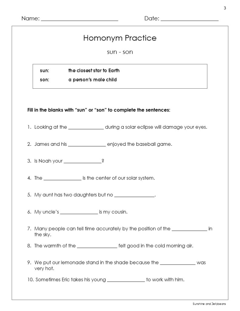 50 Homonyms on 50 Worksheets! -Sound-Alike Words - Grades 3-4 - Which ...