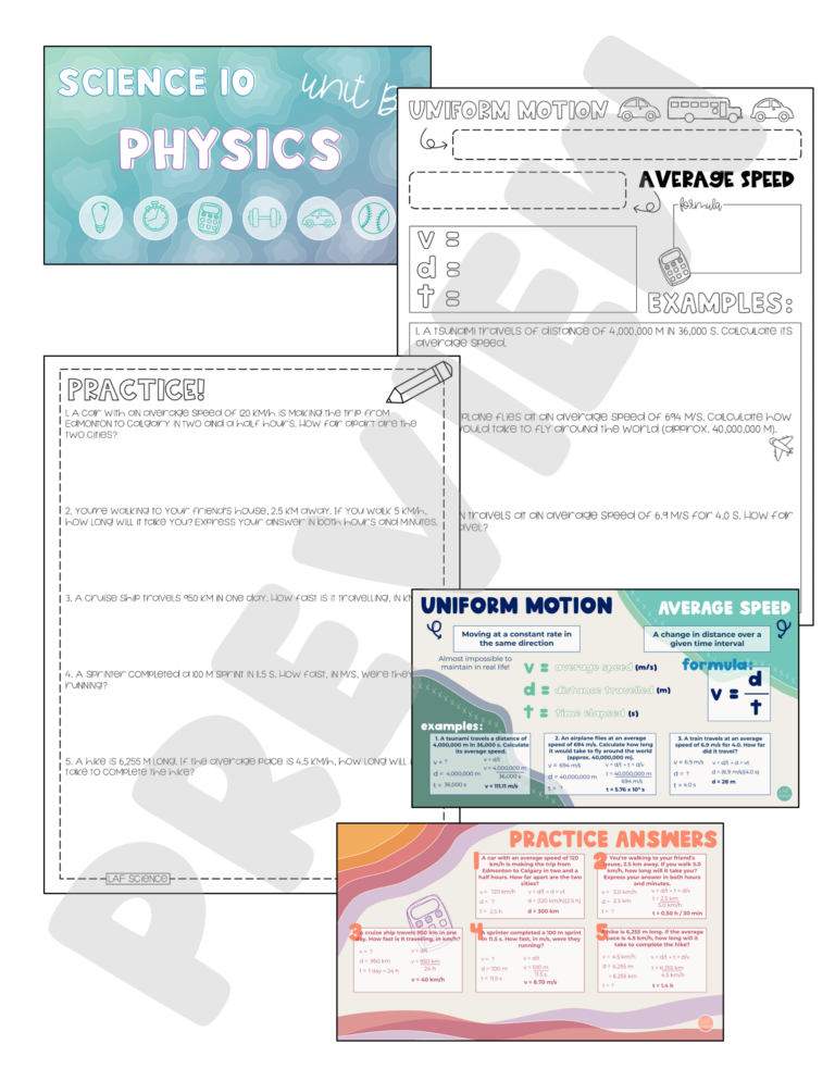 Kinematics Chapter (Student Notes, Teacher Key, Slides) - Made By Teachers