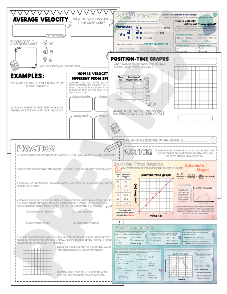 Kinematics Chapter (Student Notes, Teacher Key, Slides) | Made By Teachers