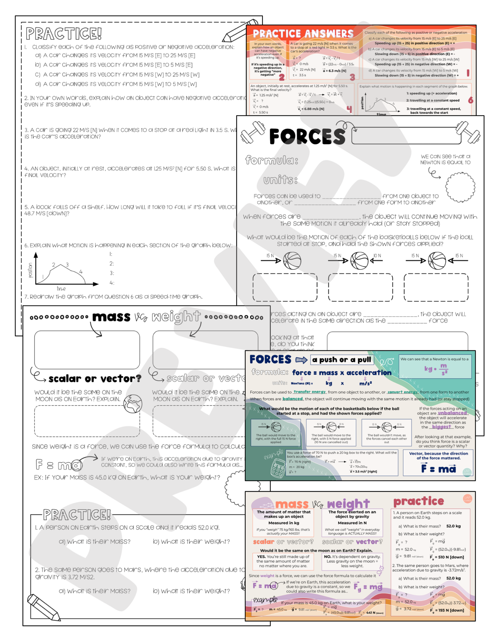 Kinematics Chapter (Student Notes, Teacher Key, Slides) | Made By Teachers