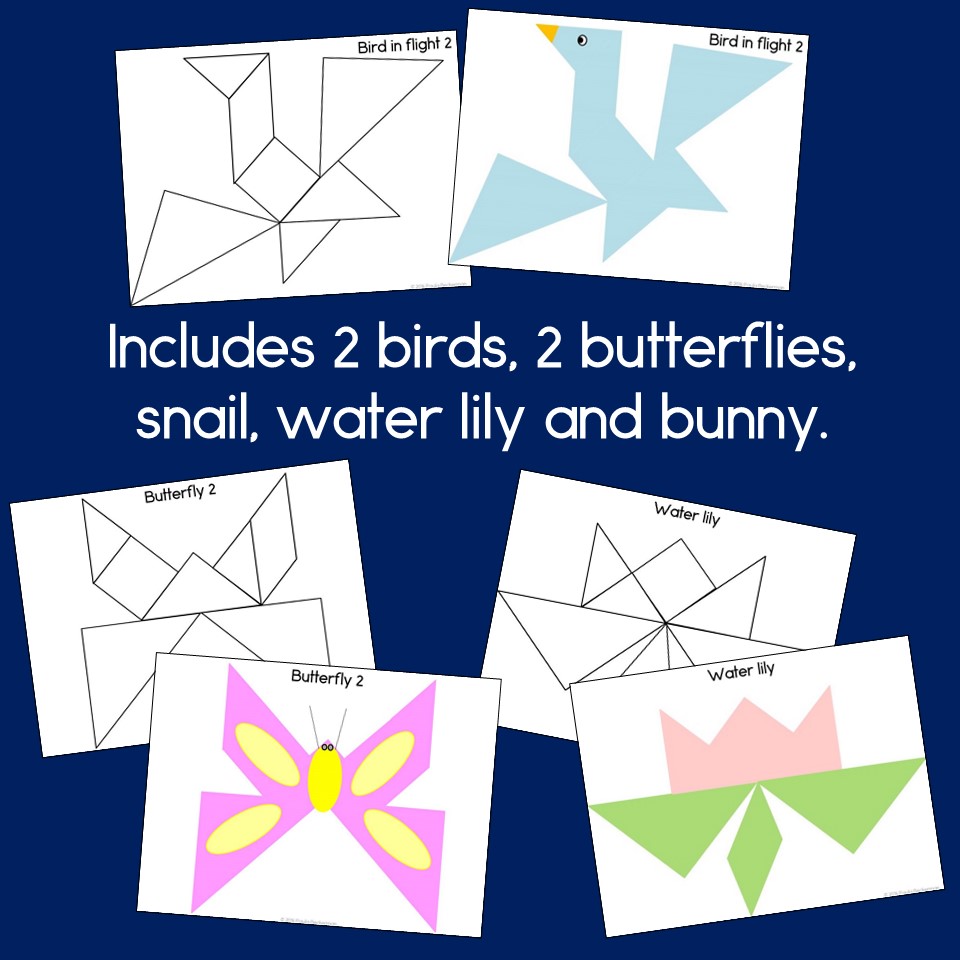 Spring Tangram Puzzles Printable | 2D Shapes Math Center | Tangrams ...