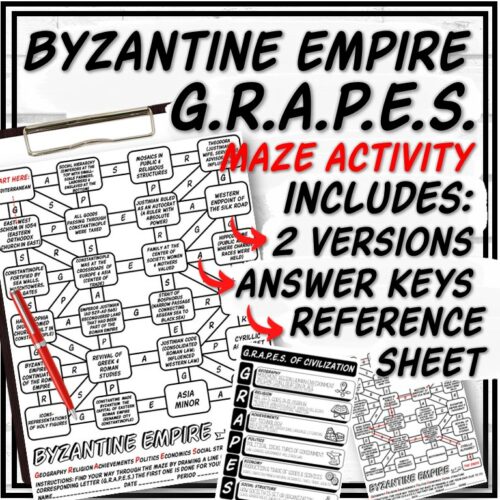 Byzantine Empire G.R.A.P.E.S. Maze Activity DIGITAL & PAPER | Made By ...