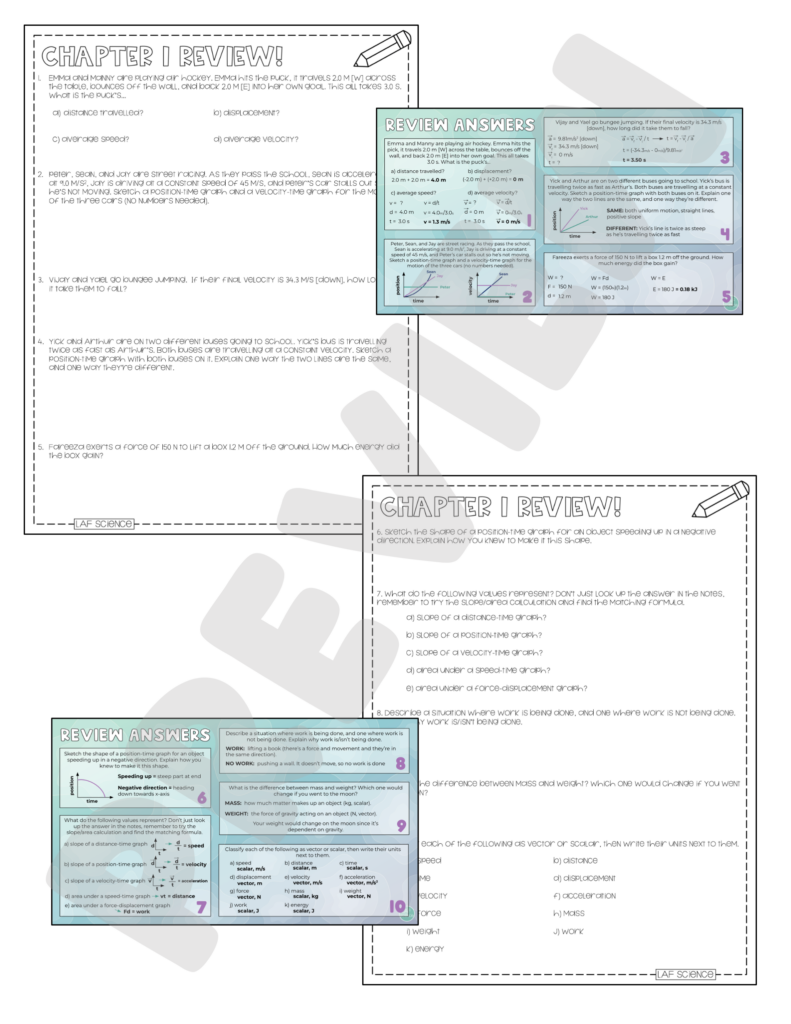 Kinematics Chapter (Student Notes, Teacher Key, Slides) | Made By Teachers