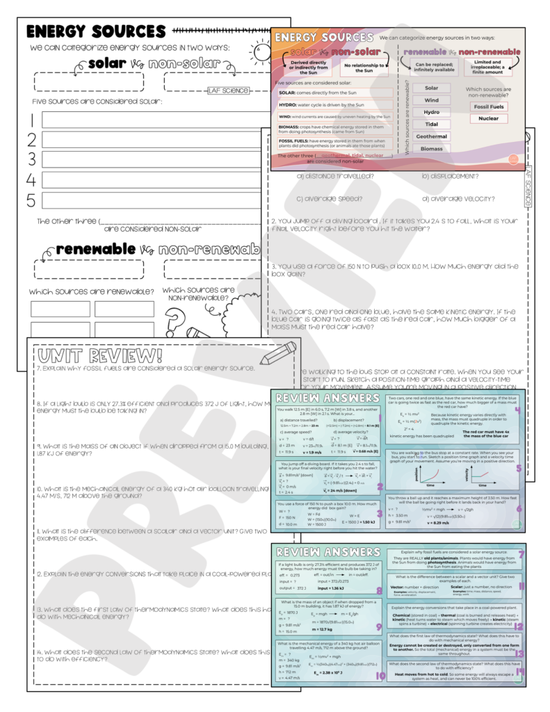 Energy Chapter (Student Notes, Teacher Key, Slides) | Made By Teachers