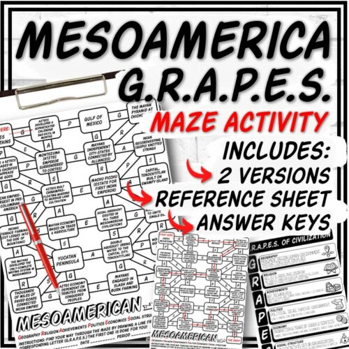 Mesoamerican Civilizations Maze Activity & Reference Sheet | Made By ...