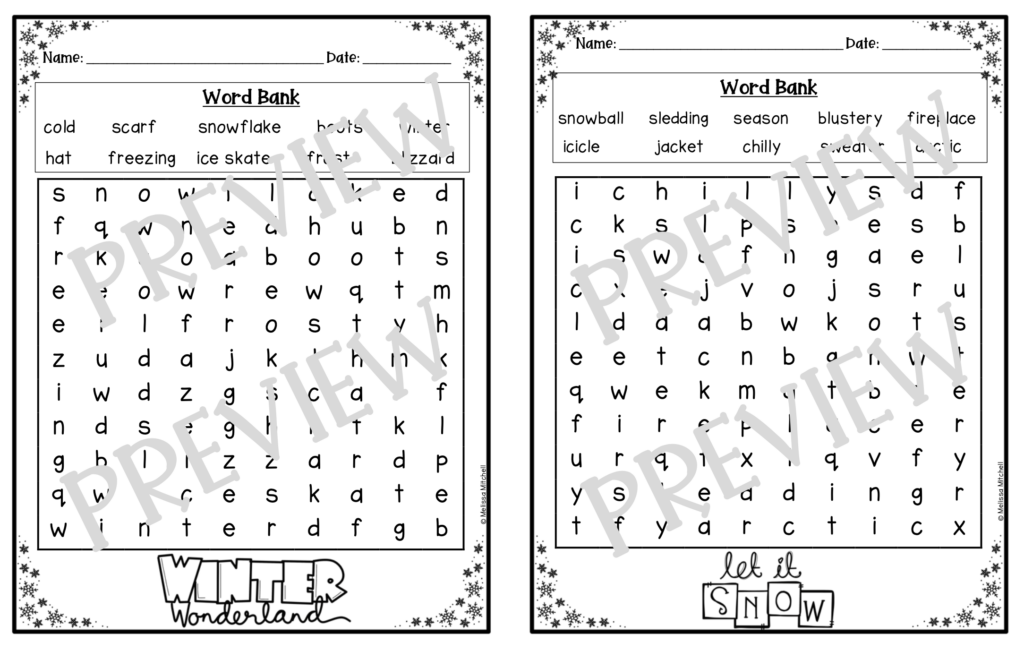 Crossword Puzzles, Word Searches, and Word Sorts for Winter ELA | Made ...