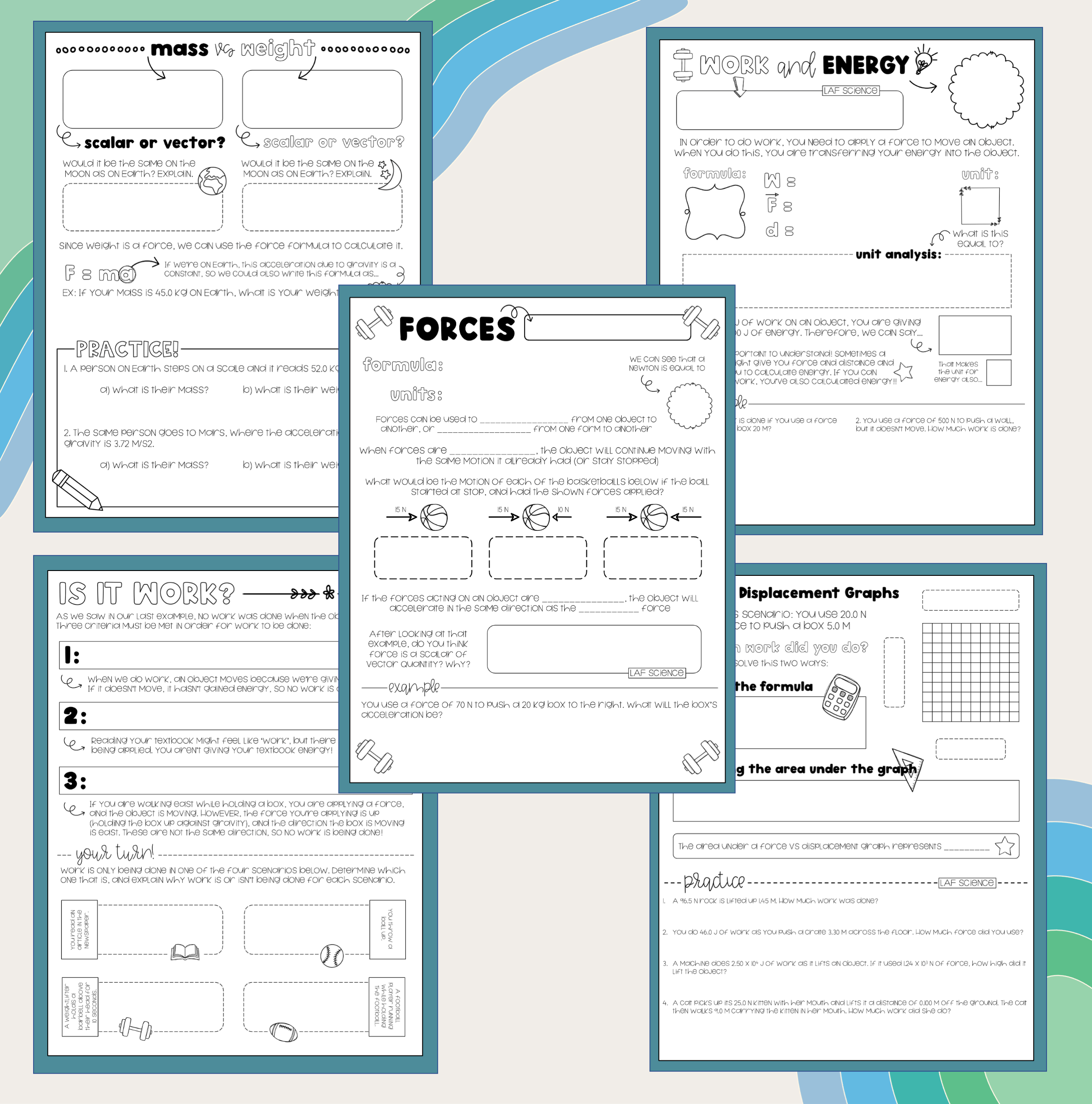Forces, Mass vs Weight, and Work (Notes and Practice) | Made By Teachers