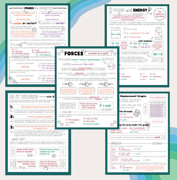Forces, Mass vs Weight, and Work (Notes and Practice) - Made By Teachers