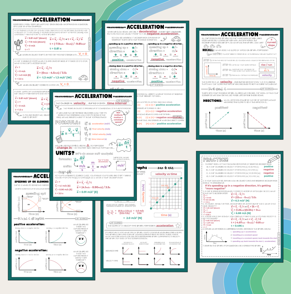 Acceleration Calculations & Graphing (Notes and Practice) | Made By ...
