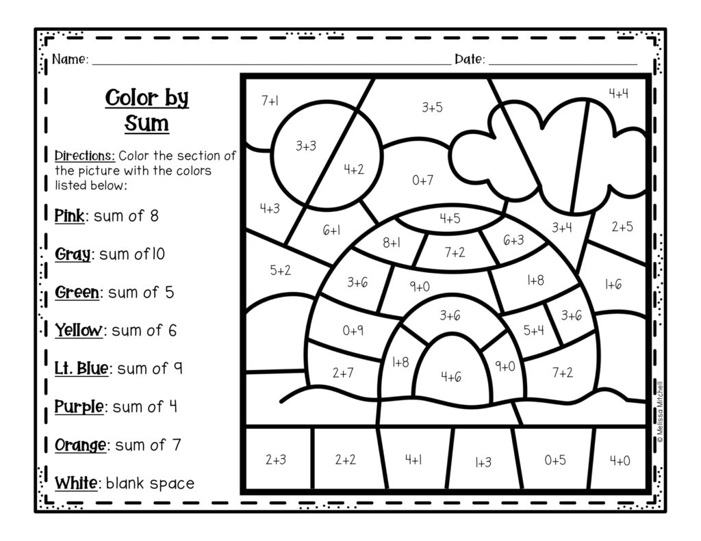 Winter color by addition and subtraction | Made By Teachers