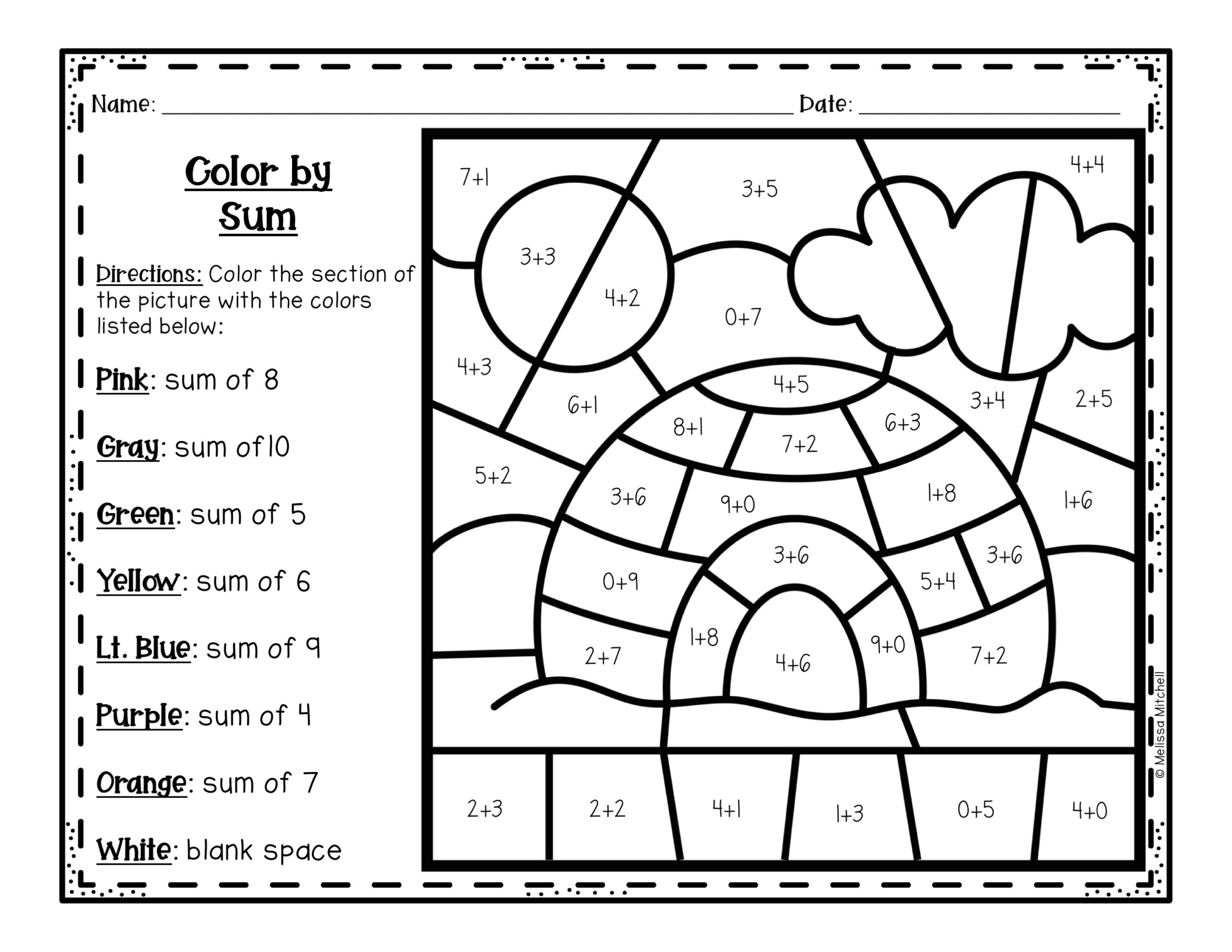Winter color by addition and subtraction | Made By Teachers