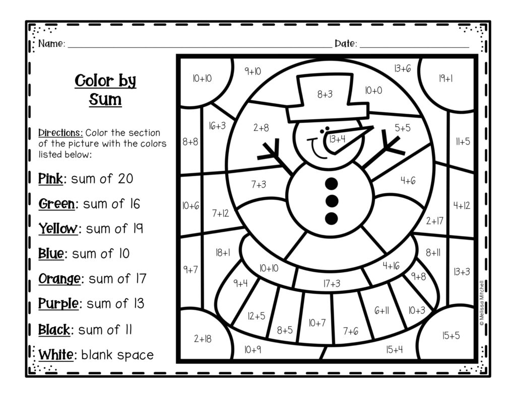 Winter color by addition and subtraction | Made By Teachers