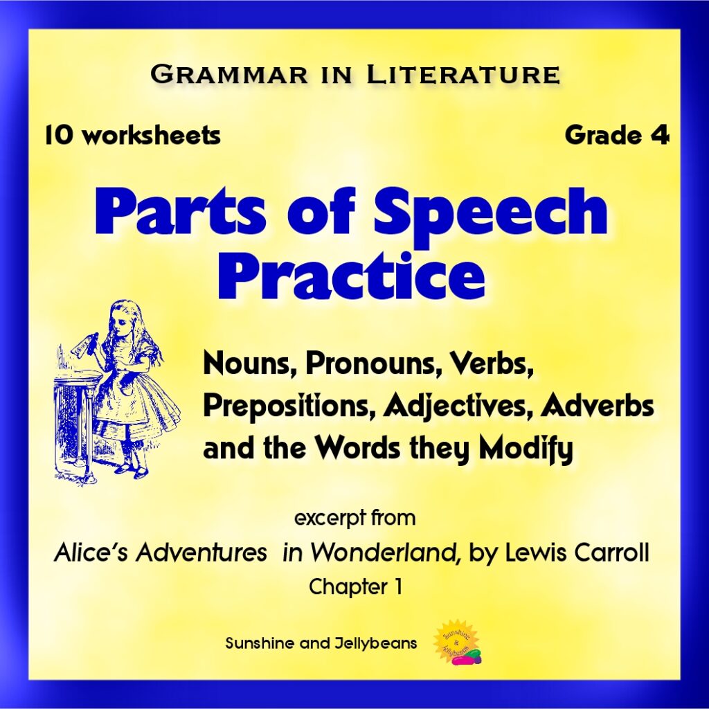 Parts of Speech - Alice in Wonderland - 10 worksheets - Grades 4-5 ...