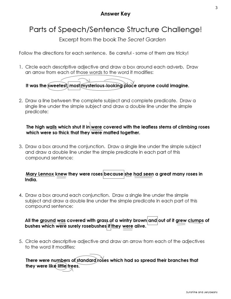 Grammar Challenge! - Parts of Speech and Sentence Structure - Secret ...