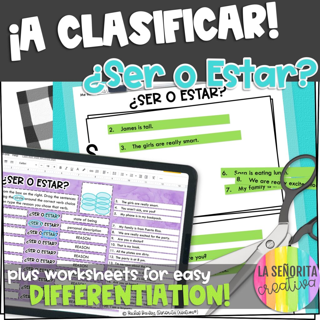 Ser and Estar Spanish Sorting Activity and Worksheets | Made By Teachers