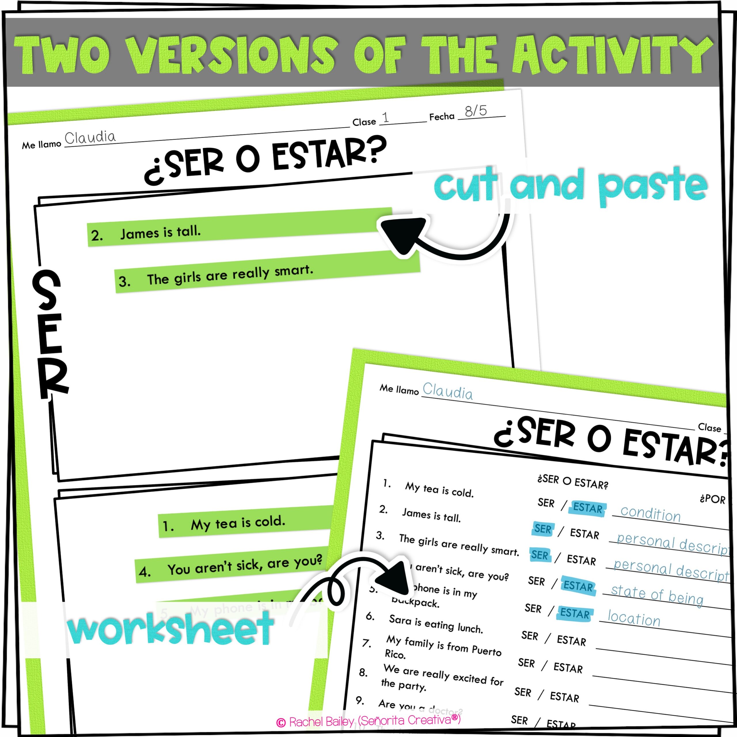 Ser and Estar Spanish Sorting Activity and Worksheets | Made By Teachers