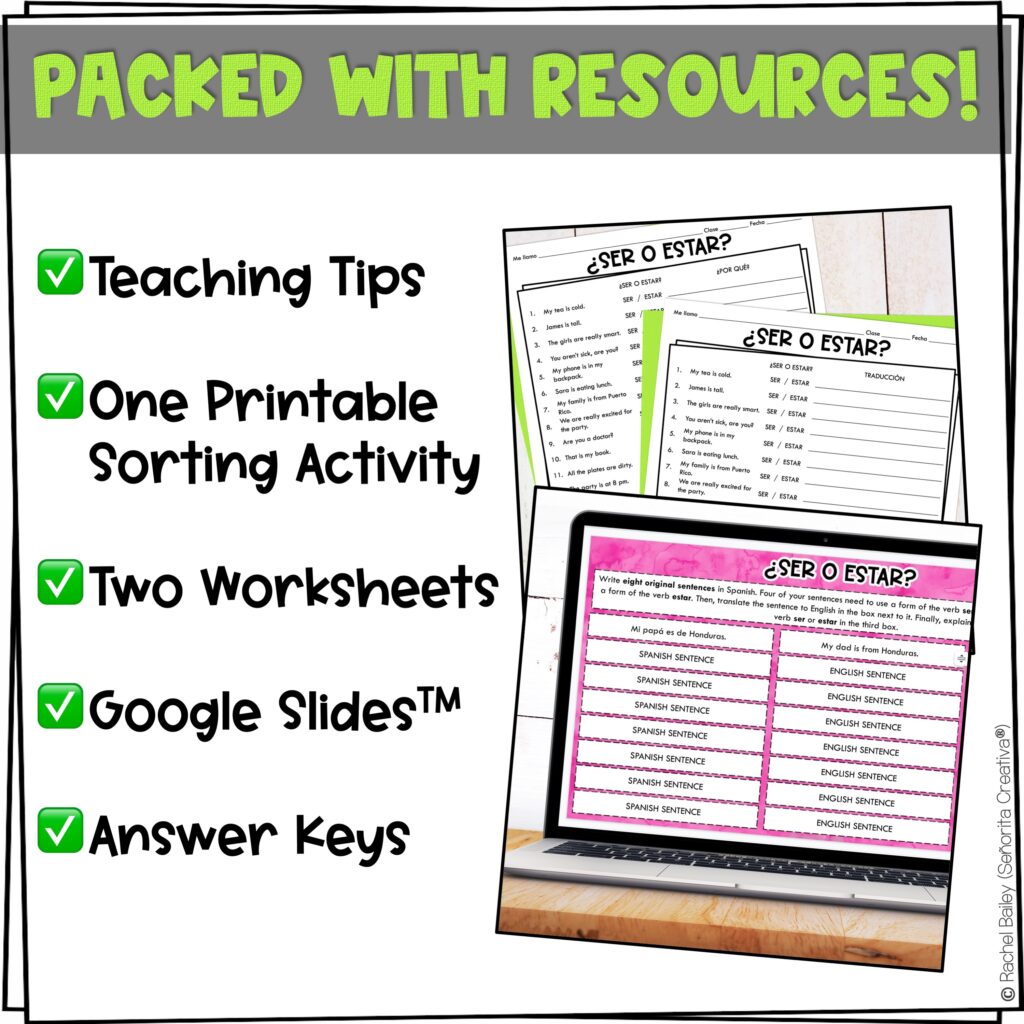 Ser and Estar Spanish Sorting Activity and Worksheets | Made By Teachers