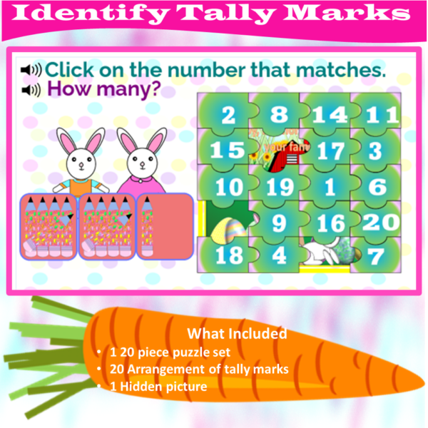 Easter Subitizing with Tally Marks Hidden Picture Number Sense 1-20 ...