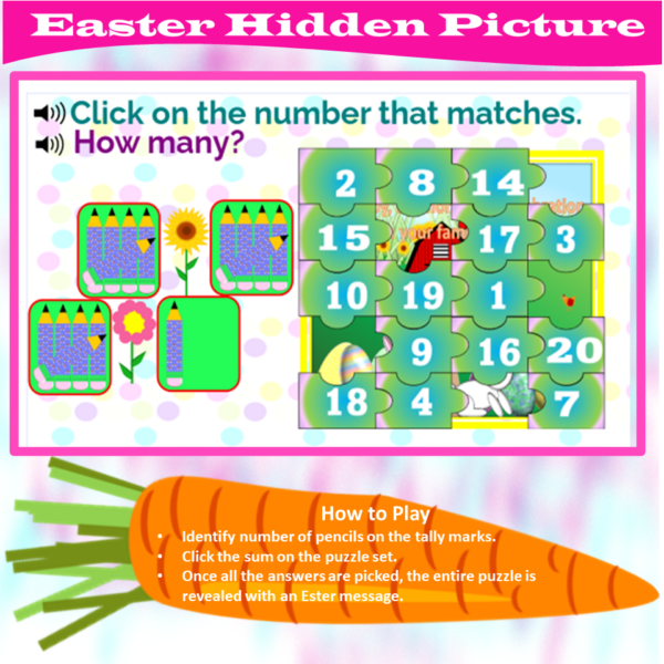 Easter Subitizing with Tally Marks Hidden Picture Number Sense 1-20 ...