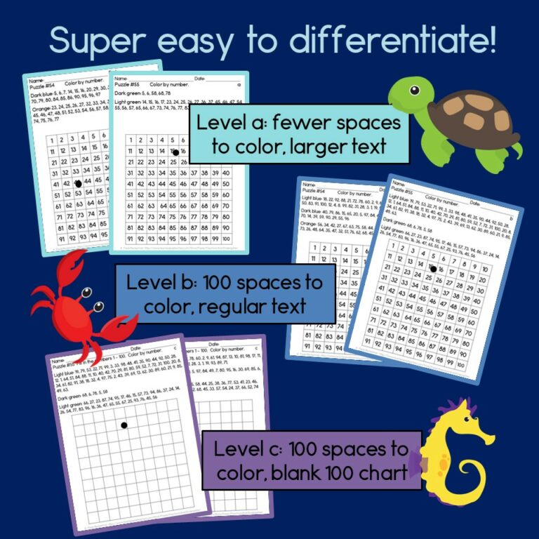 Ocean Animals 100s Chart | Hundreds Charts | 100 Chart Mystery Pictures ...