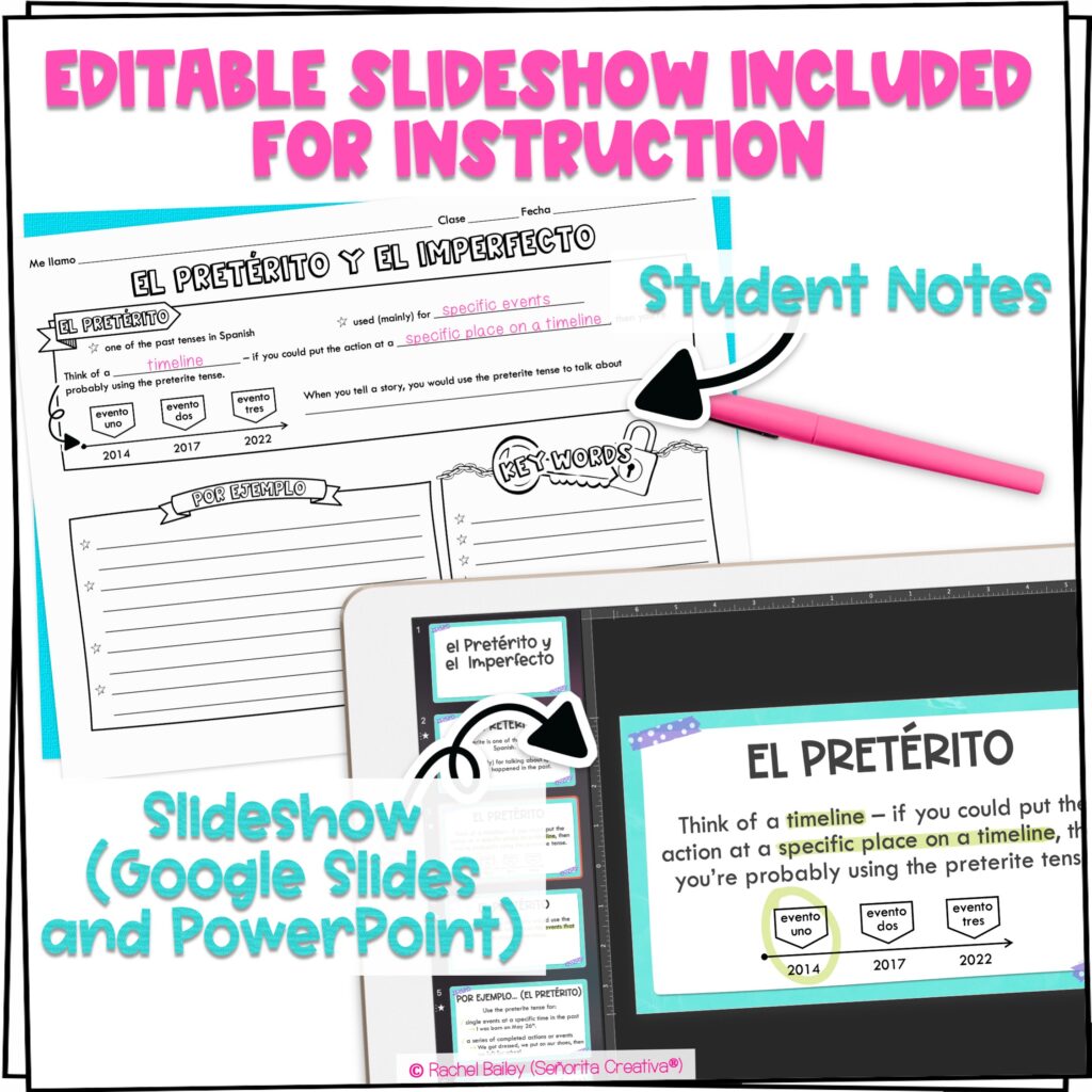 Spanish Preterite vs Imperfect Guided Notes and Slideshow | Made By ...
