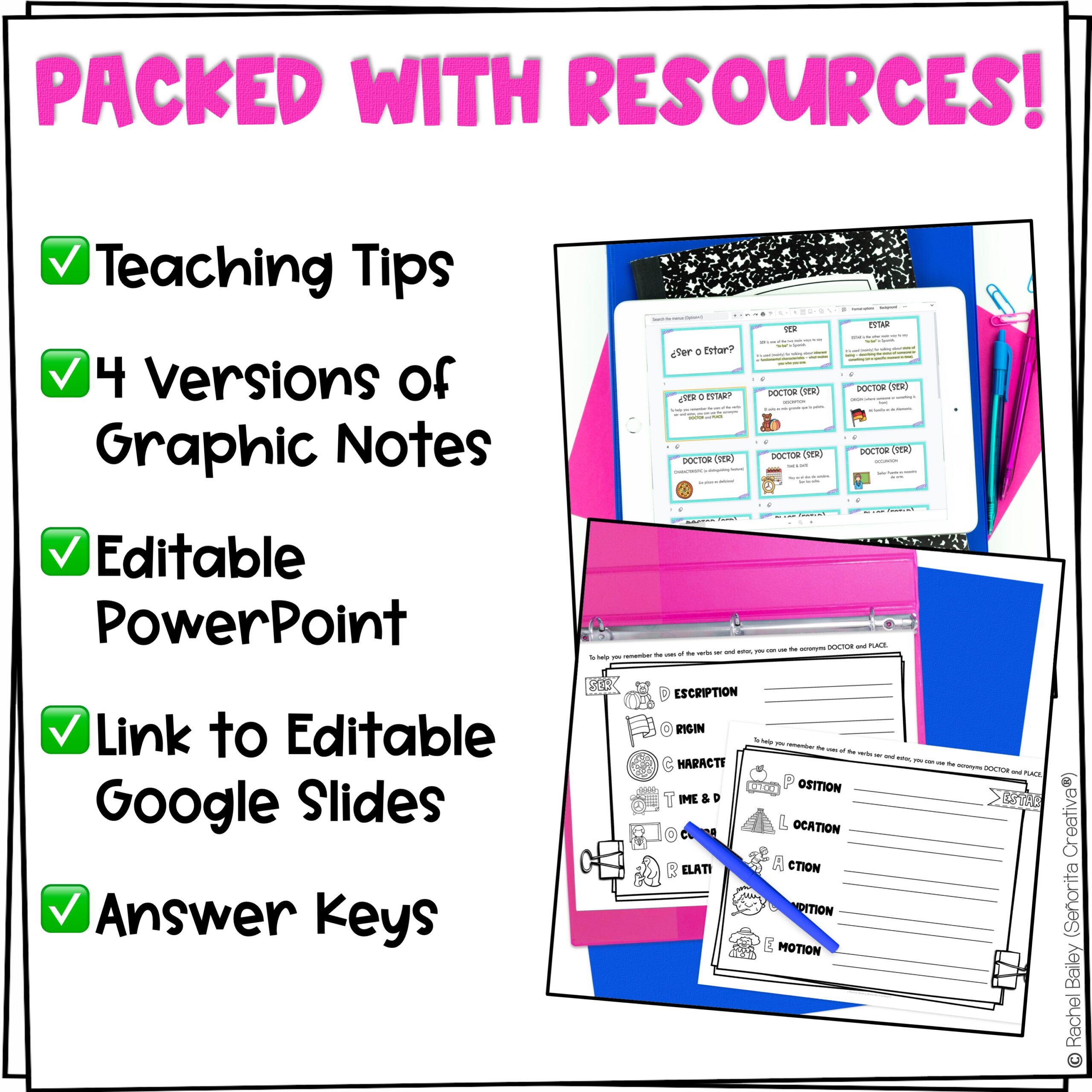 Spanish Ser and Estar Guided Notes and Slideshow | Made By Teachers