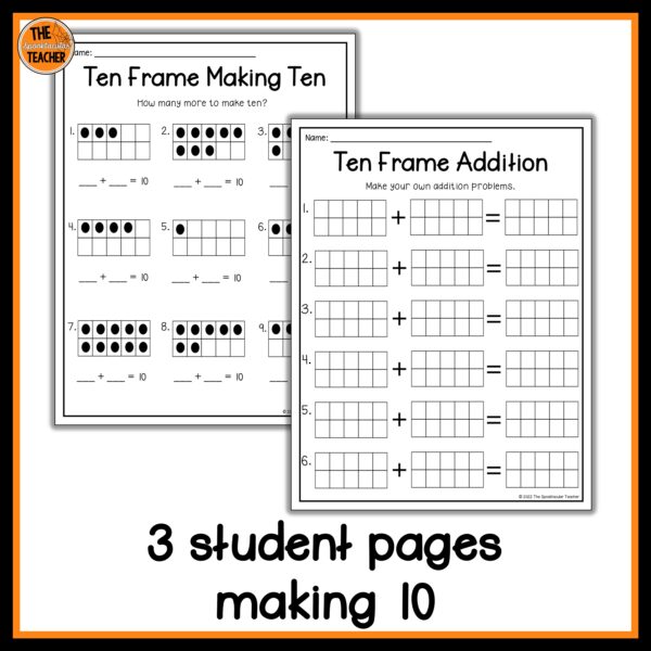 Ten Frame Addition Worksheets Making 10 up to 20 | Made By Teachers