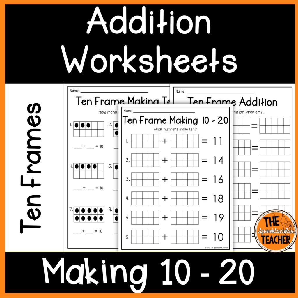 Ten Frame Addition Worksheets Making 10 up to 20 | Made By Teachers