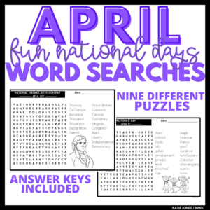 April Word Search Puzzles | Made By Teachers