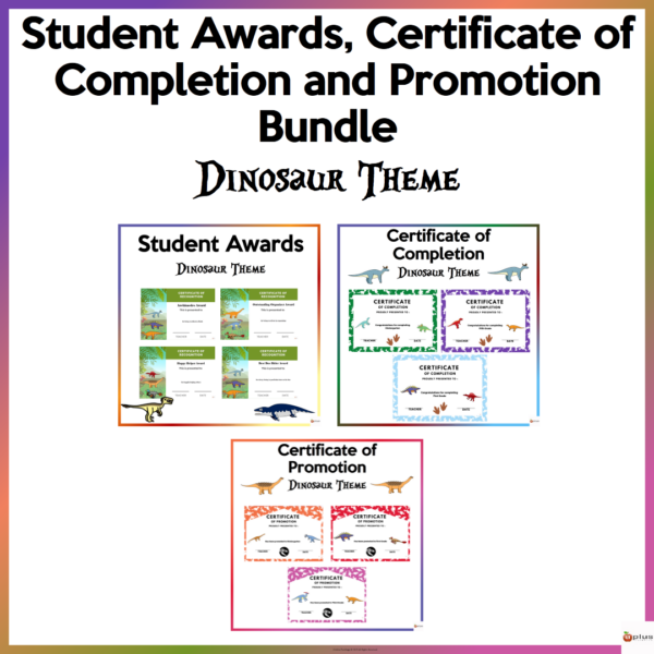 End of Year Awards, Certificate of Completion & Promotion Dinosaur ...