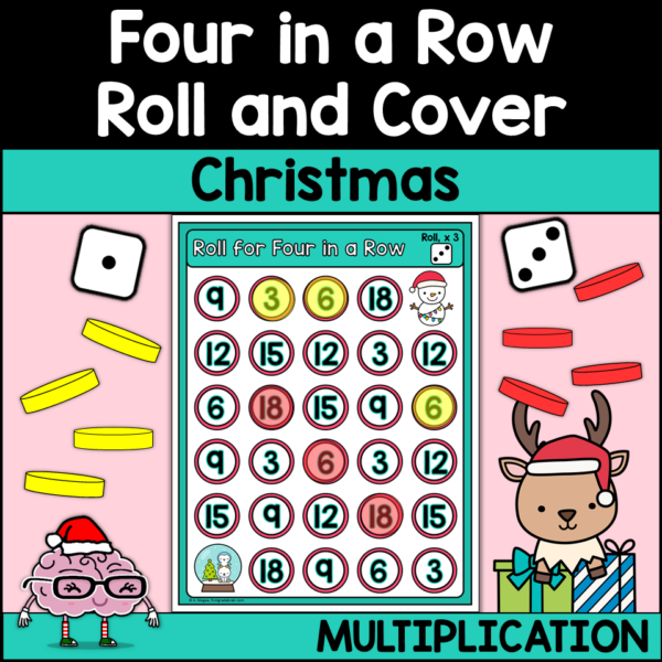 Christmas Math Activity Game Four in a Row Multiplication Center | Made ...