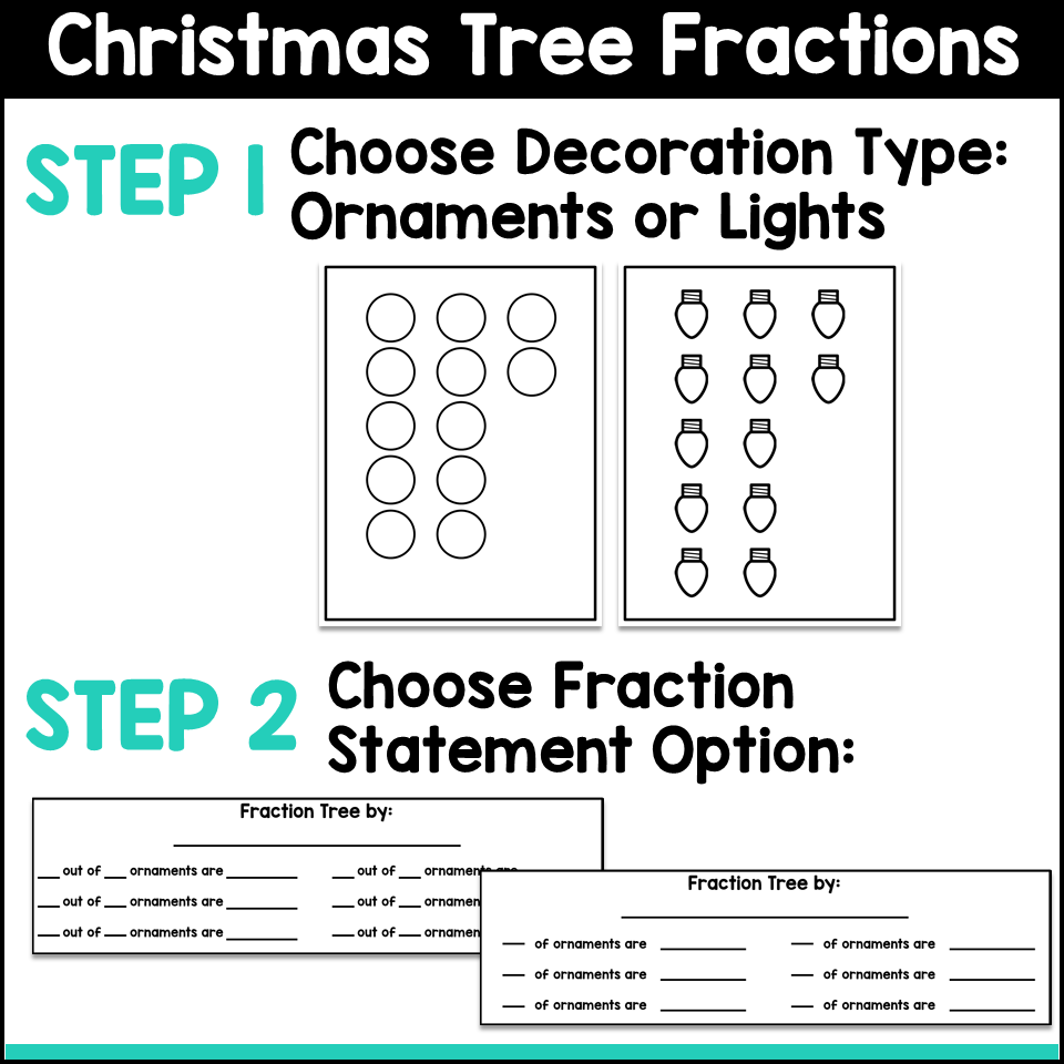 Christmas Tree Fractions Holiday Math Craft Activity for Fractional ...