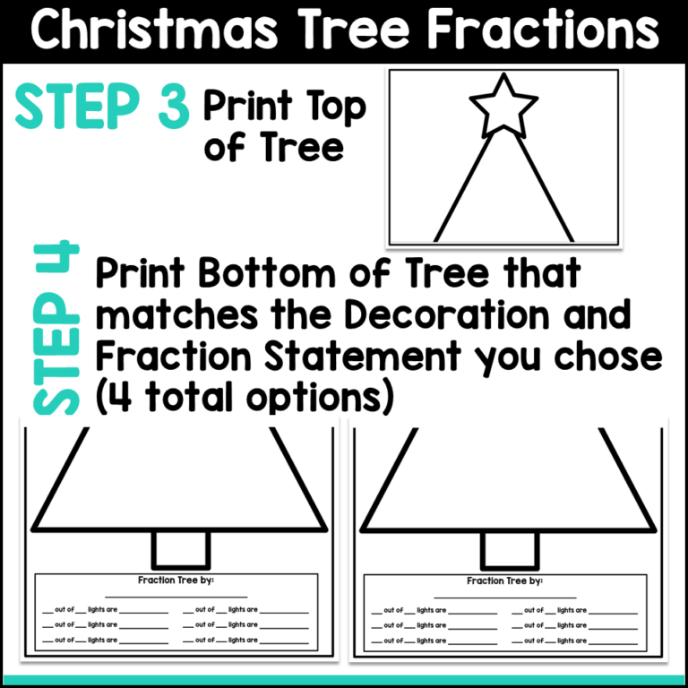 Christmas Tree Fractions Holiday Math Craft Activity for Fractional ...