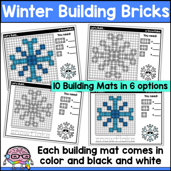 Let's Build - Winter Building Brick Block Mats Fine Motor Center ...