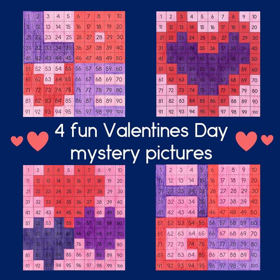 Valentines Day 100s Charts | Hundreds Chart | 100 Chart Mystery ...